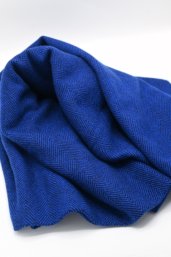 Cobalt Blue Herringbone Wool Blanket - Mongolian Gallery