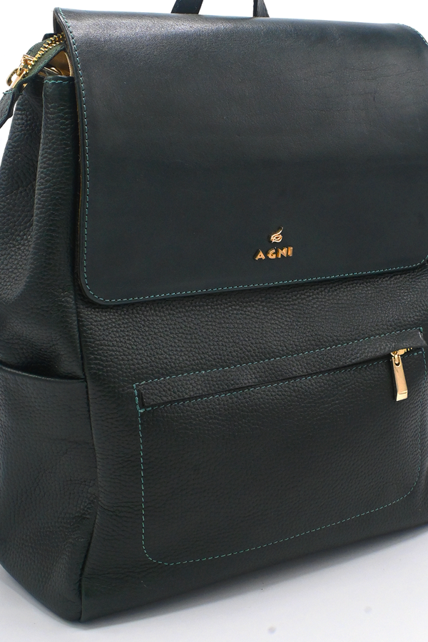 Forest Green Leather Backpack - Mongolian Gallery