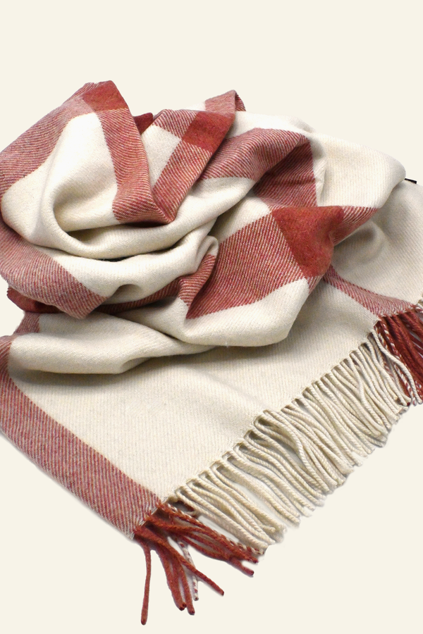 Cream & Pink Cashmere Throw - Mongolian Gallery