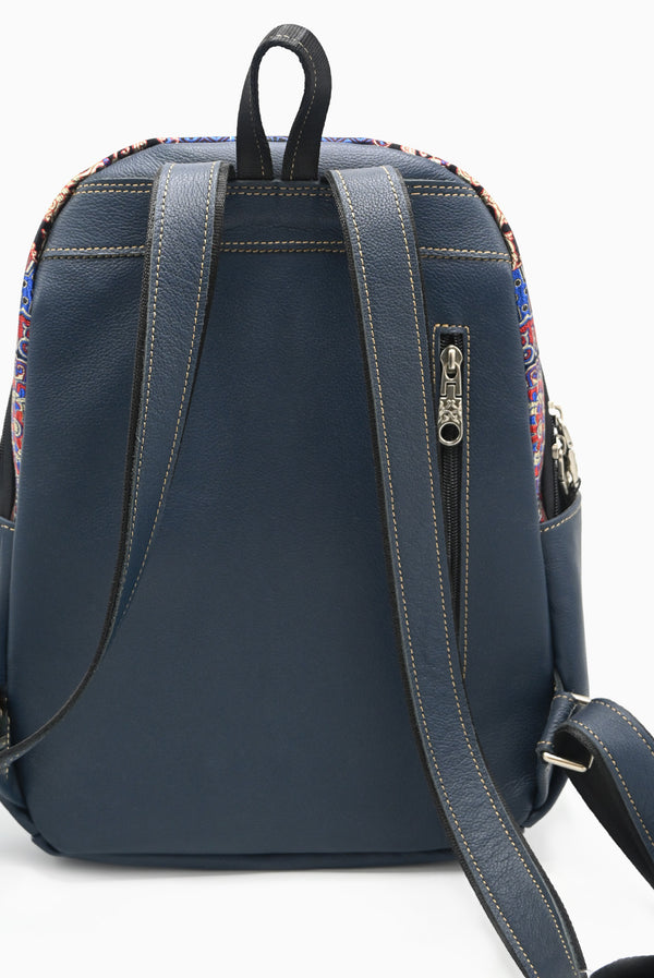 Silk Detailed Leather Backpack - Mongolian Gallery