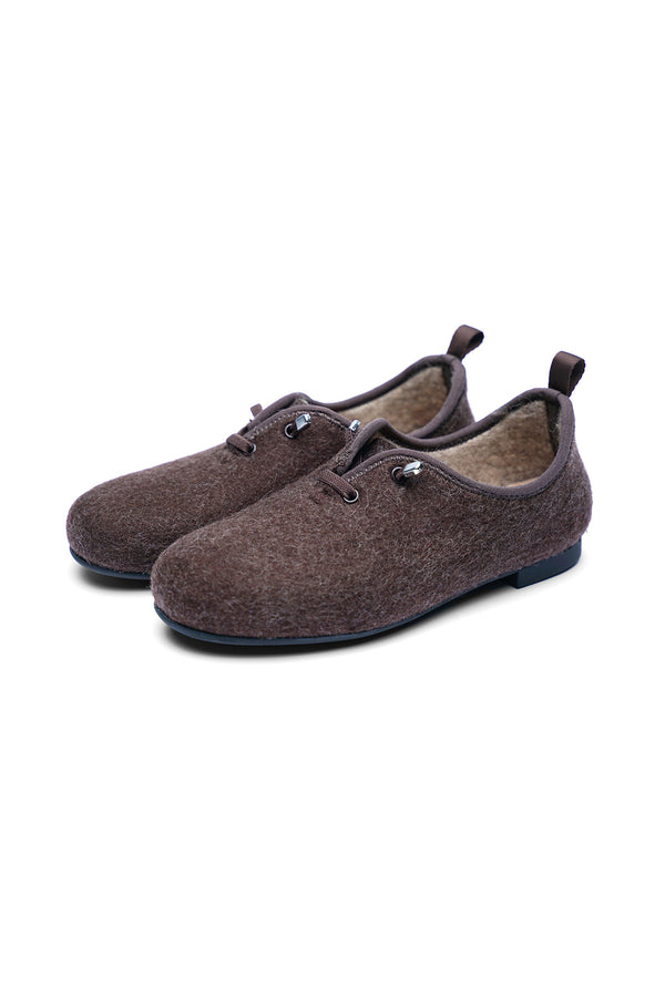 Cashmere Derby Shoes in Brown - Mongolian Gallery