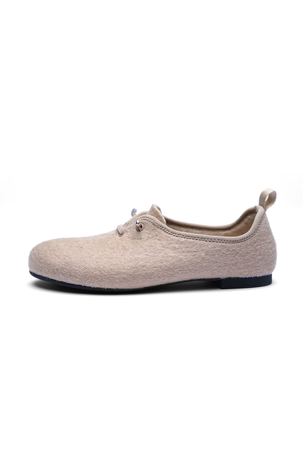 Cashmere Derby Shoes in Beige - Mongolian Gallery