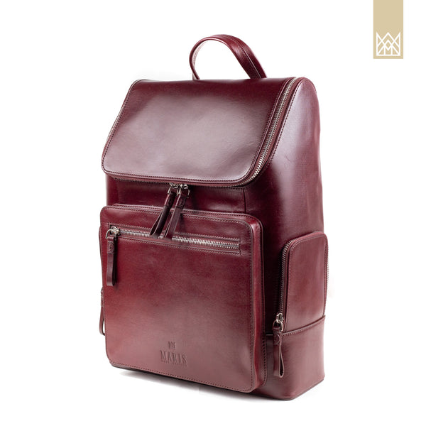 Maroon Genuine Leather Backpack by Maris - Mongolian Gallery