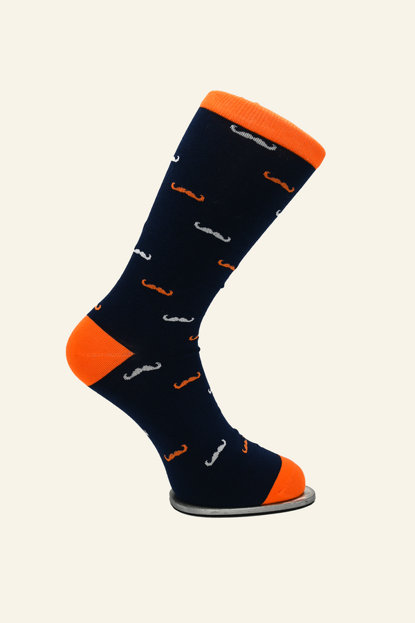 Long Cotton Socks with Mustache Prints - Mongolian Gallery